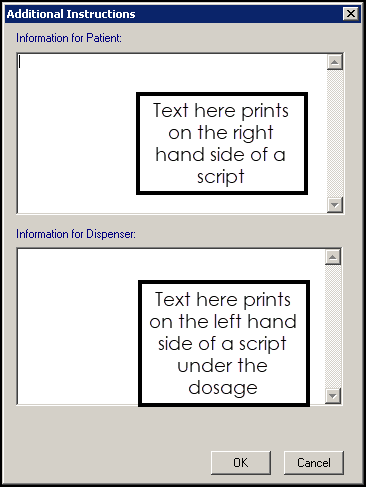 'Information for Patient' and Information for Dispenser' Fields Blanked ...
